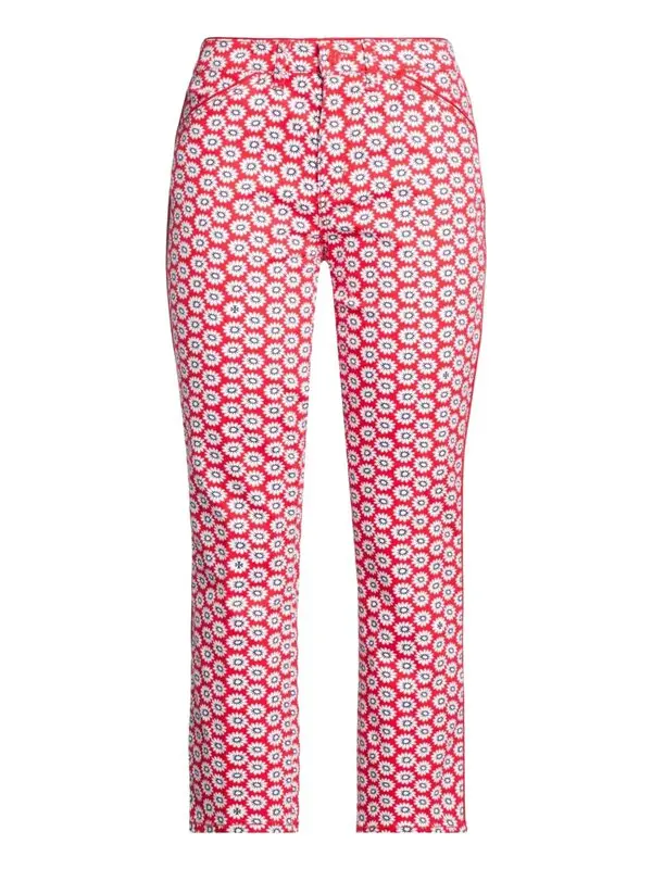 Tory Burch Floral Printed Cropped Jeans - Red