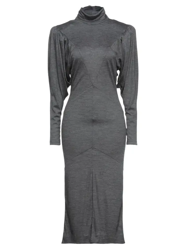 Isabel Marant Étoile Wool Jersey Dress With Gathered Shoulders And Zip Closure - Black