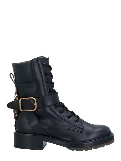 Chloé Lace-up Ankle Boots With Chunky Heel - Black