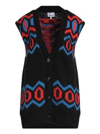 GANNI Sleeveless Knitwear With Geometric Print - Black