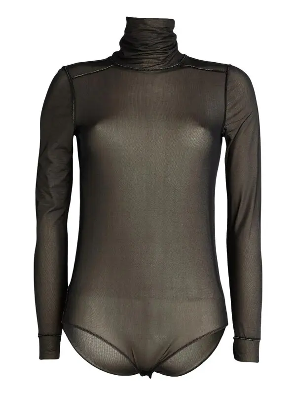 MAISON MARGIELA Solid Color Mesh Long-sleeve Turtleneck - Black