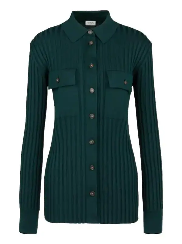 TOD'S Ribbed Button Cardigan - Green