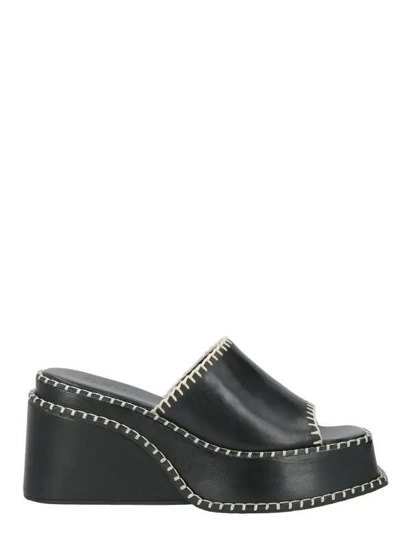 Farm Rio Wedge Sandals With Appliqué Detailing - Black