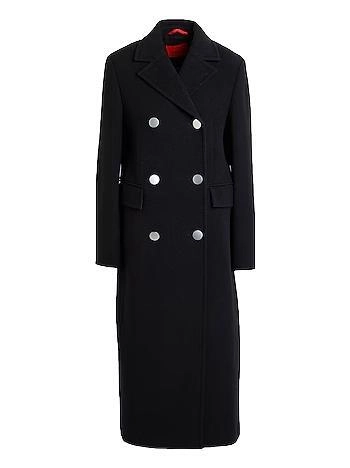 MAXCO. Max&co. Double-breasted Wool Coat With Belted Detail - Black