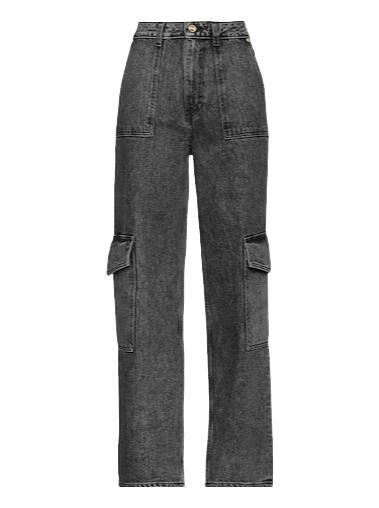 GANNI High Waisted Cargo Denim Trousers - Black