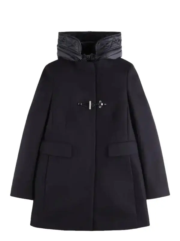FAY Hooded Wool Coat - Blue