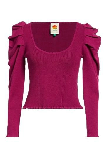 Farm Rio Light And Elastic Knitted Sweater With Puff Sleeves - Red