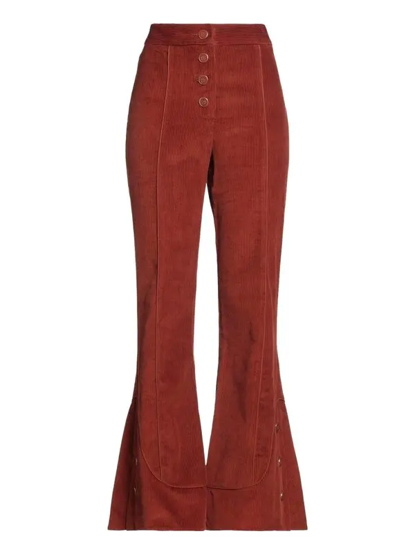 Farm Rio Button-detailed Flare Trousers - Red