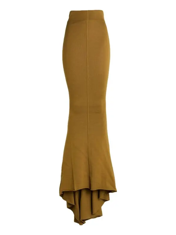 Rick Owens Flared Wool Knit Maxi Skirt - Brown