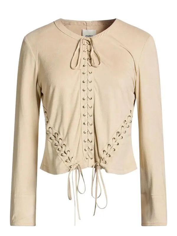Isabel Marant Étoile Lace-up Neck Corduroy Top - Nude