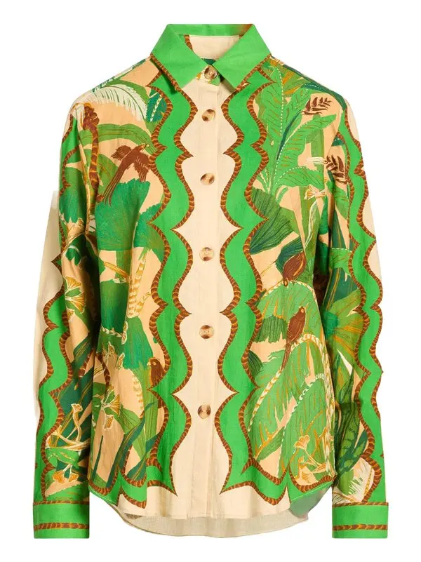 Farm Rio Printed Long-sleeved Shirt - Green