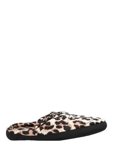 GANNI Leopard Print Satin Slides - Black