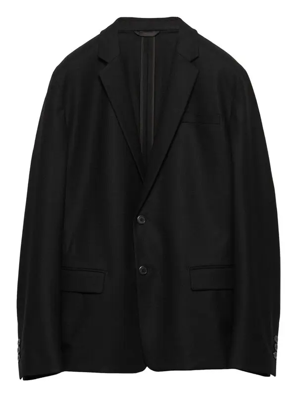 Prada Single-breasted Wool Blend Jacket - Black