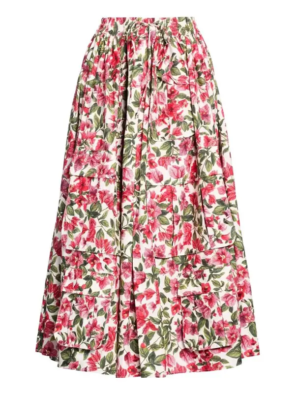 Farm Rio Floral Midi Skirt - Pink