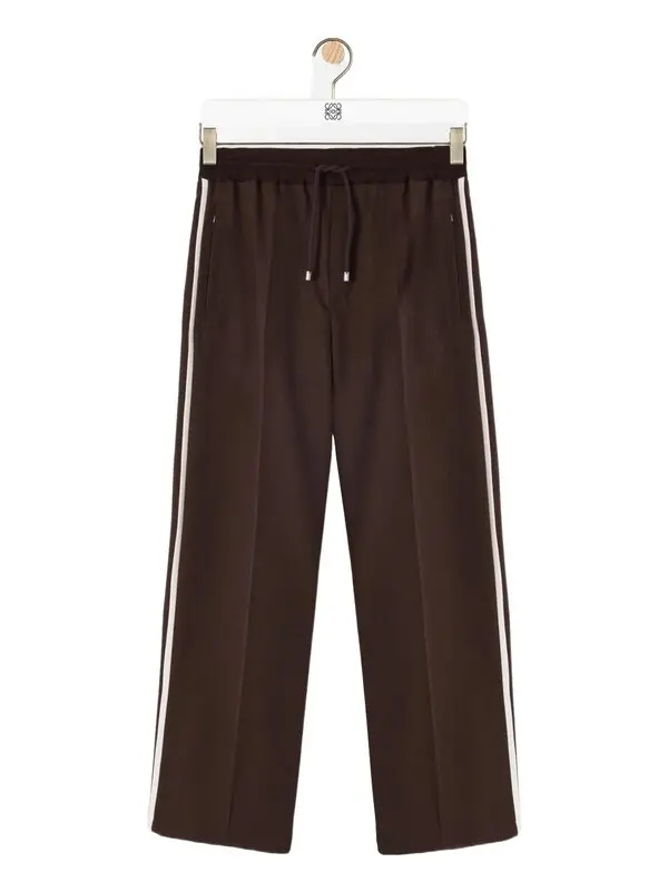 Loewe Fluid Wool Drawstring Trousers With Contrast Piping - Brown