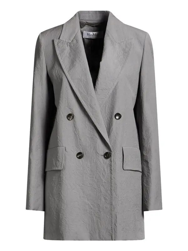 Max Mara Double-breasted Crinkled Blazer - Gray