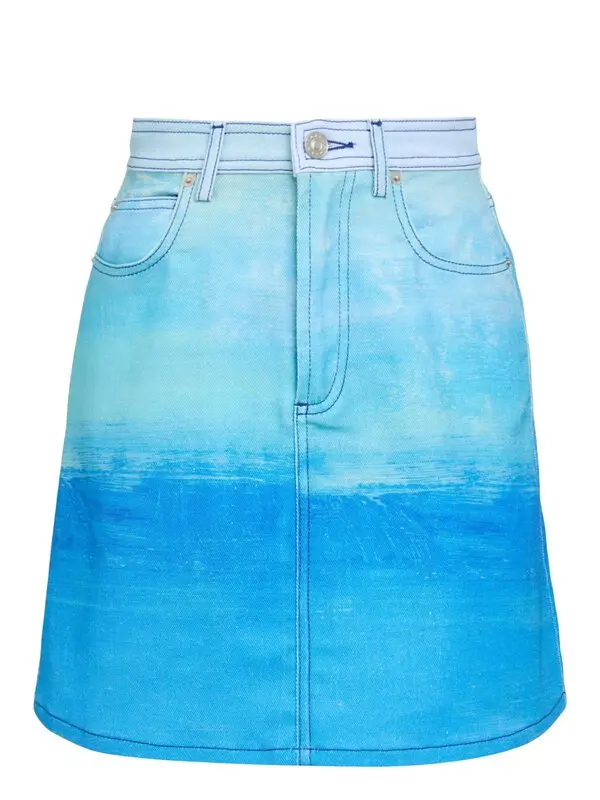 Marni Tie-dye Denim Skirt - Blue
