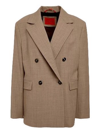 MAXCO. Max&co. Double Breasted Notched Lapel Blazer - Brown