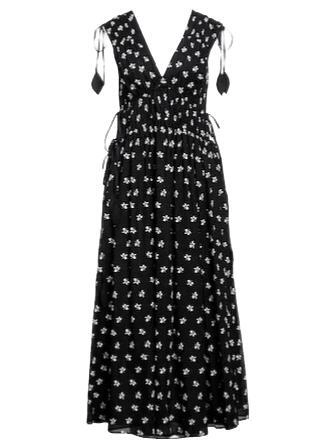 Tory Burch Printed Sleeveless Midi Dress - Black