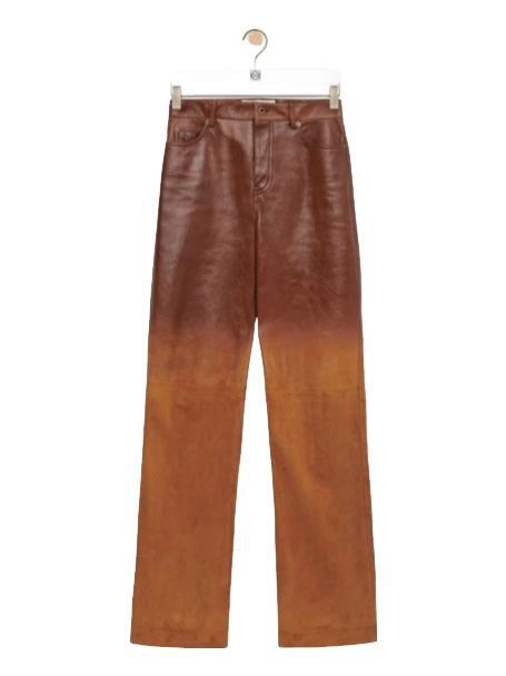 Loewe Belted Ombré Leather Trousers - Brown