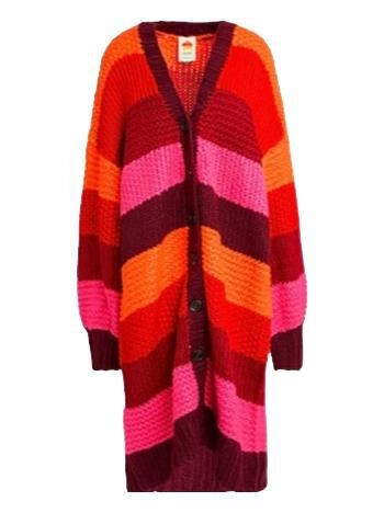 Farm Rio Striped Thick Knitted Sweater - Red