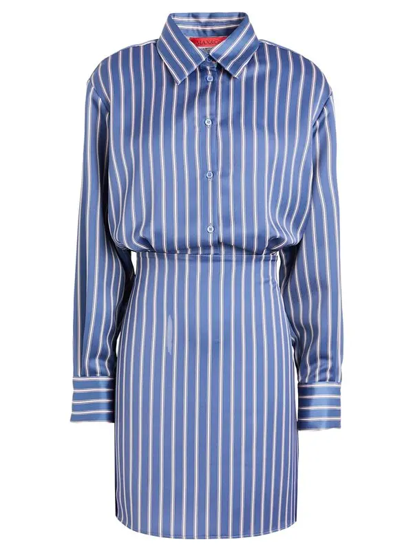 MAXCO. Max&co. Striped Satin Shirt Dress - Blue