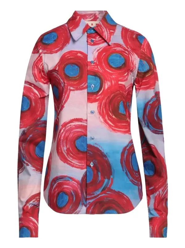 Marni Floral Print Long Sleeve Shirt - Red