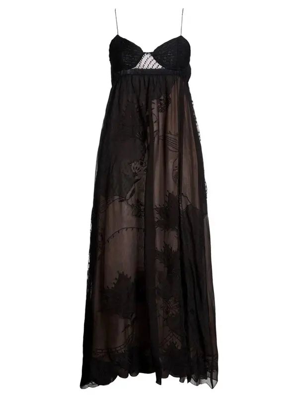 Farm Rio Strappy Floral Maxi Dress - Black
