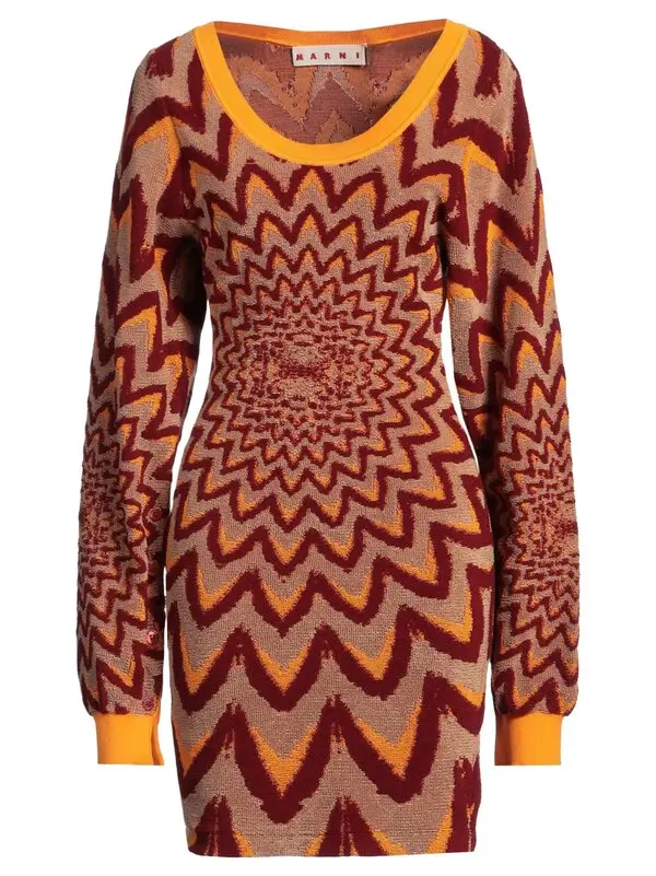 Marni Geometric Knit Dress - Red