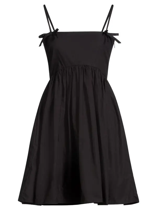 GANNI Sleeveless Square Neck Flared Dress - Black