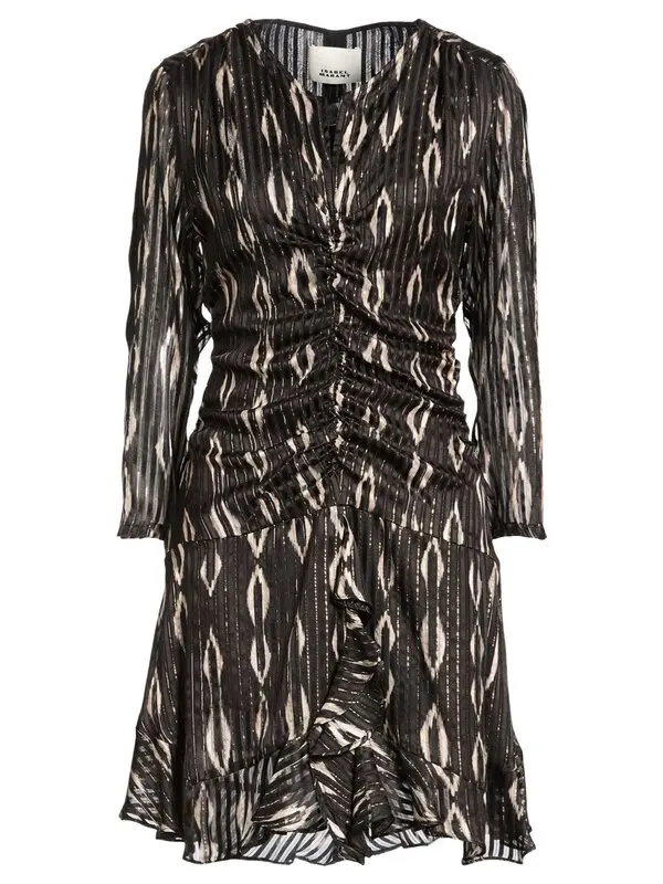 Isabel Marant Étoile Two-tone Metallic Long Sleeve Dress - Black