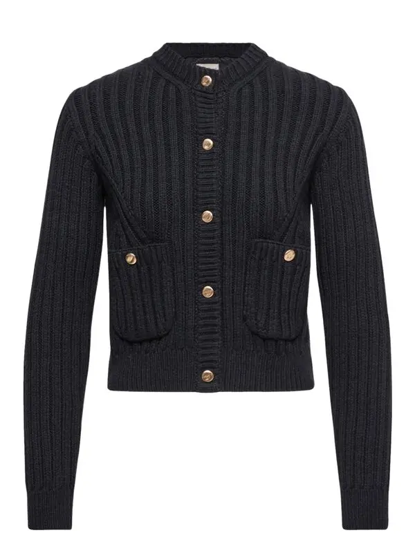 Moncler Cotton Padded Cardigan - Dark Blue