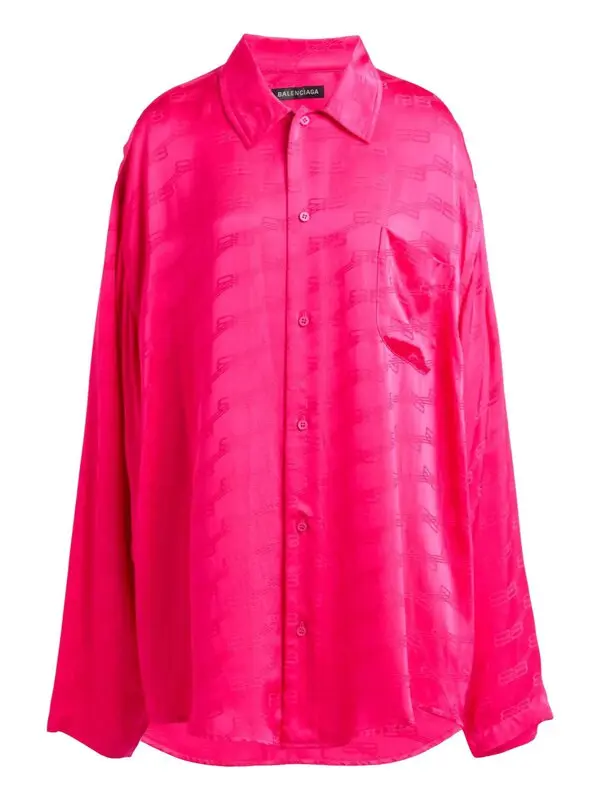 Balenciaga Long Sleeve Jacquard Logo Shirt - Pink