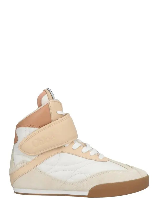 Chloé High Top Sneakers With Velcro And Lace-up Closure - Nude