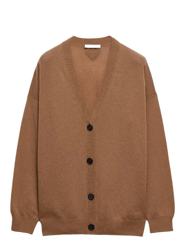 Prada Cashmere V-neck Cardigan - Camel Brown