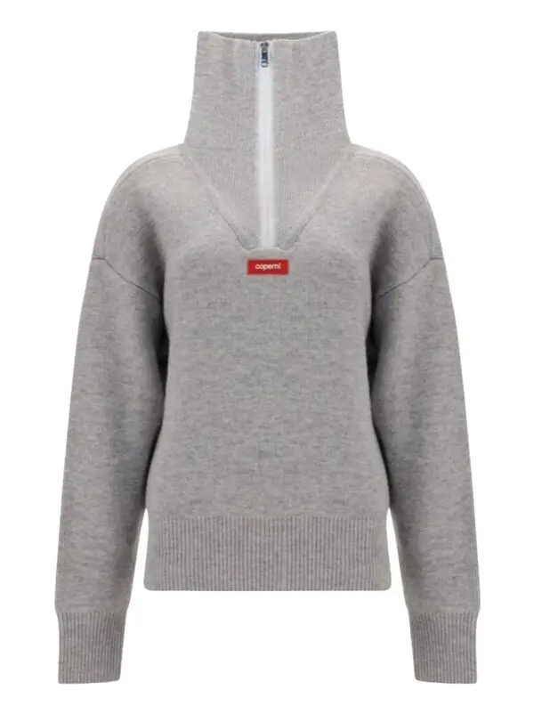 Coperni Logo Wool Zip-up Sweater - Gray