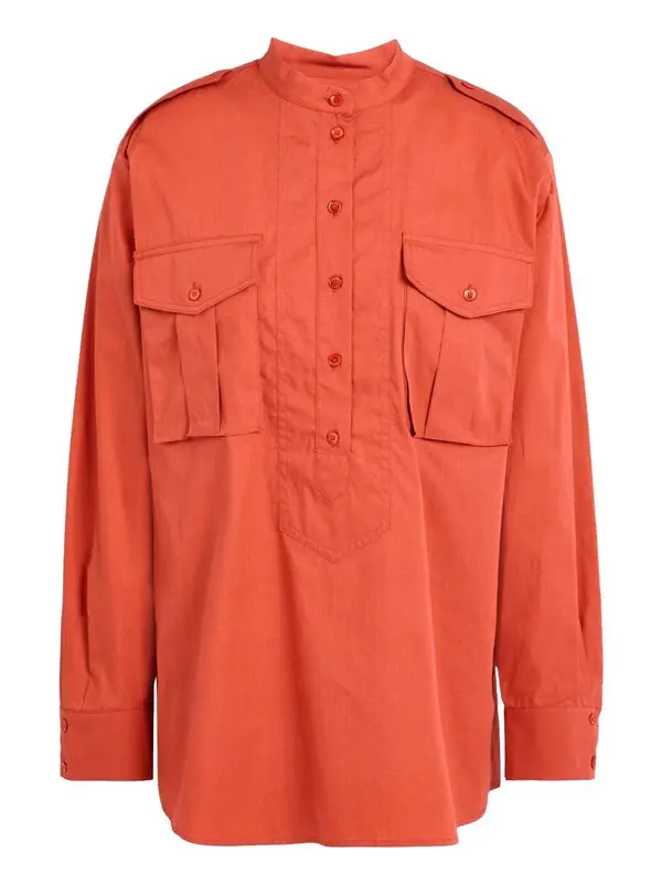 MAXCO. Max&co. Long Sleeve Shirt With Classic Collar And Button Placket - Red