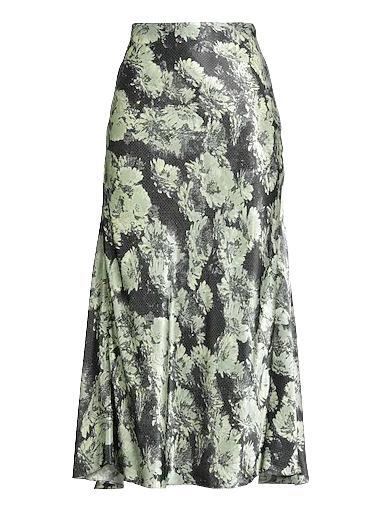 Tory Burch Floral Print Satin Midi Skirt - Gray