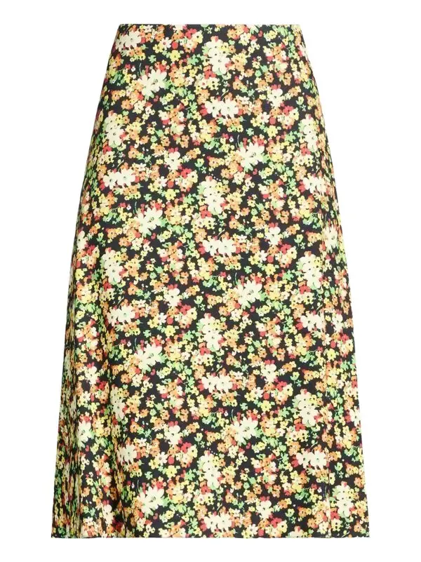 Marni Floral-print Crepe Flared Skirt - Multicolor