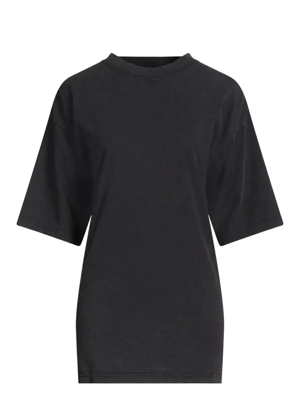 Balenciaga Round Neck Short Sleeve T-shirt With Tie Detail - Black