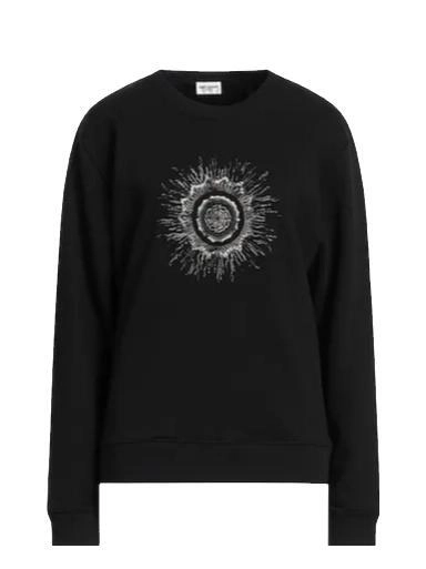 Saint Laurent Crewneck Sweatshirt With Crystal Embellishments - Black