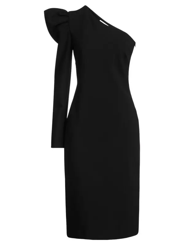 Max Mara One-shoulder Puff Sleeve Jersey Dress - Black