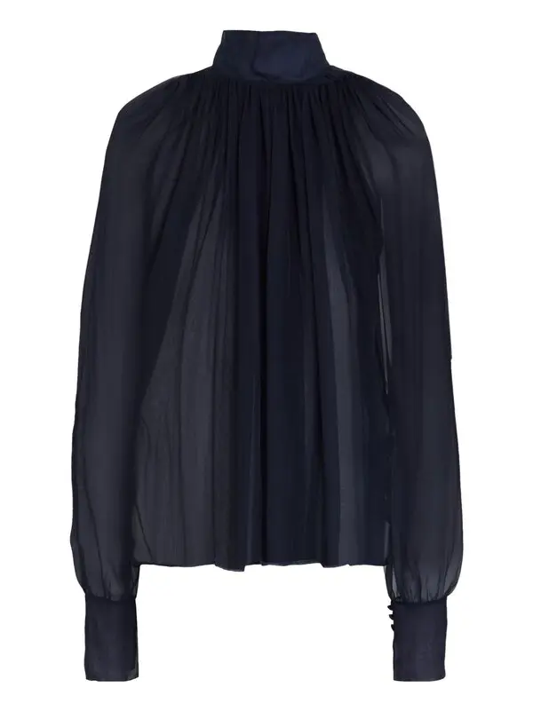 Saint Laurent High-necked Pleated Cardigan - Black