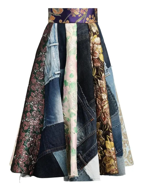 Dolce & Gabbana Patchwork Midi Skirt - Black