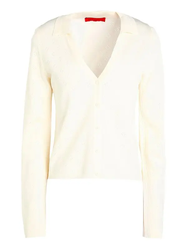 MAXCO. Max&co. Button Front Cardigan With Pointelle Detail - White