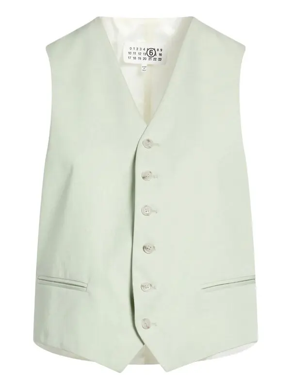 MAISON MARGIELA Two-tone Twill Single-breasted Waistcoat - White