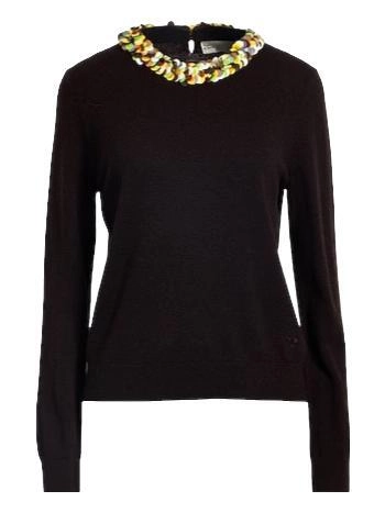 Tory Burch Long Sleeve Knitwear With Sequins And Appliqués - Black
