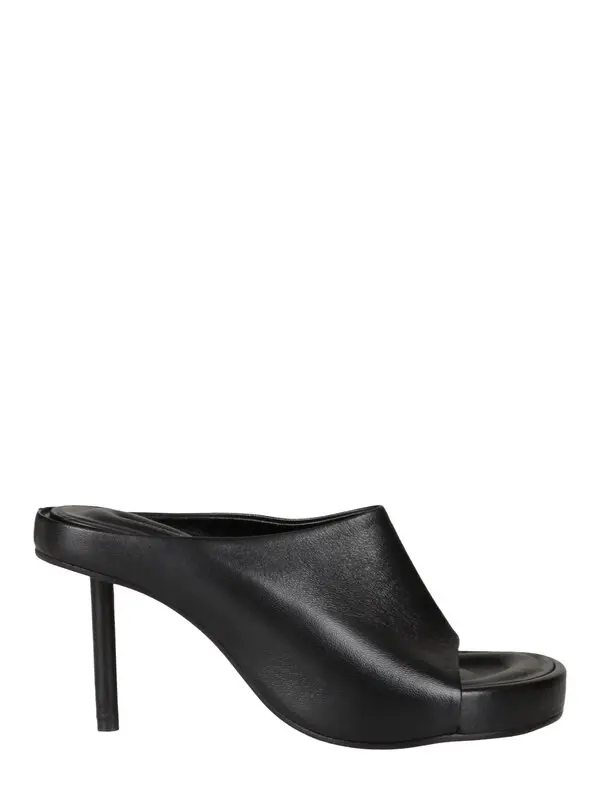 Jacquemus Geometric Heel Leather Slide Sandals - Black