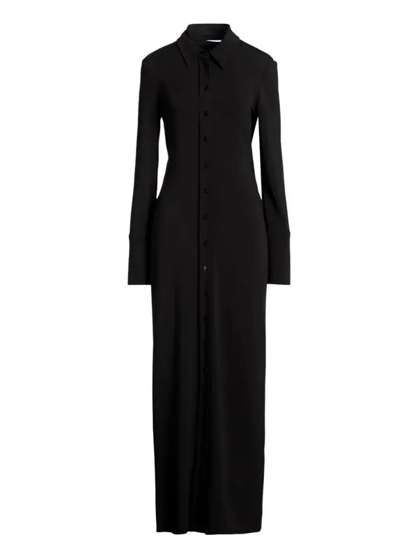 Sportmax Solid Color Shirt Dress With Classic Collar And Buttoned Cuffs - Black