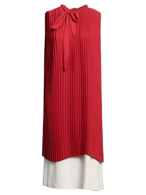 MAISON MARGIELA Sleeveless Pleated Two-tone Dress With Bow-tie Neckline - Red